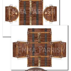 Pirate Treasure Chest Printable Junk Journal Folio Box, Papercraft ...