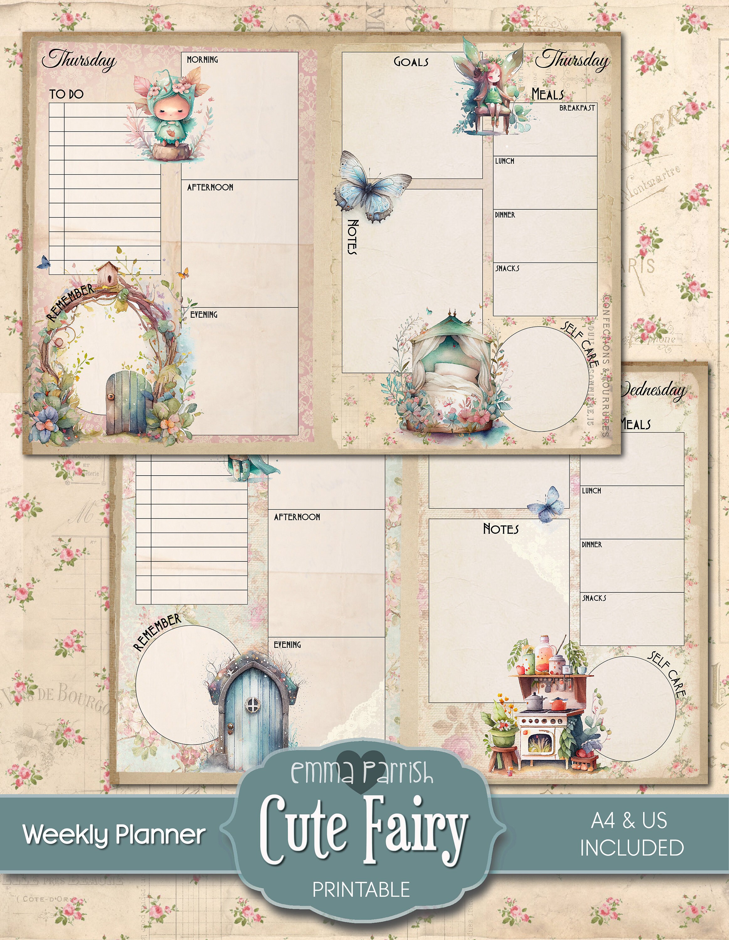 Cute Fairy Printable Planner, Junk Journal Planner, Weekly Planner ...