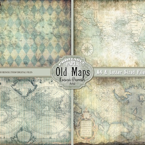 Printable Travel Junk Journal Papers, Old Map Pages, Vintage Printable ...