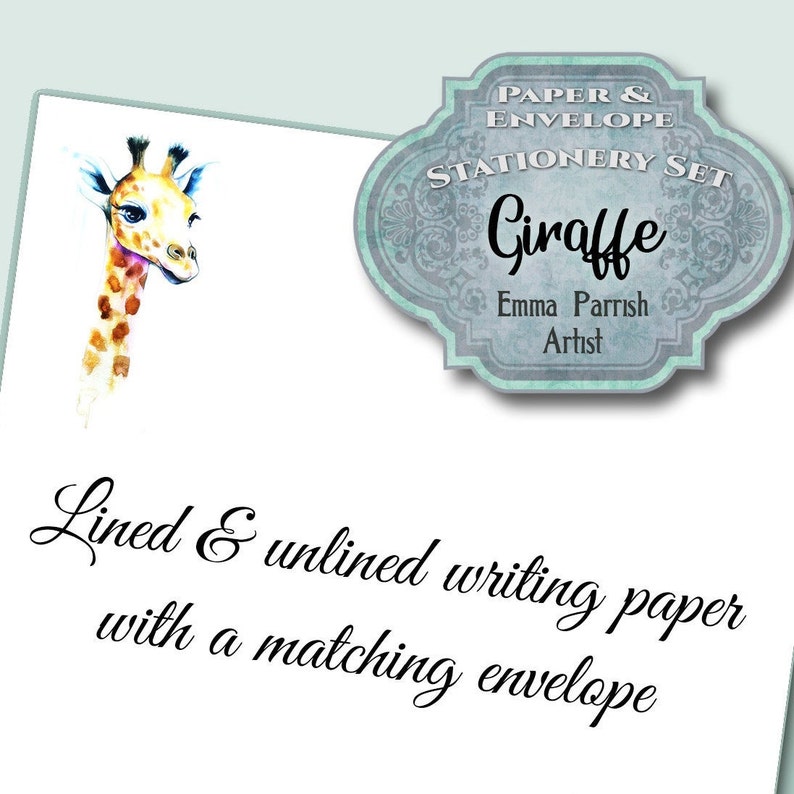 Giraffe Writing Paper Stationery Set Matching Envelope A4 & - Etsy