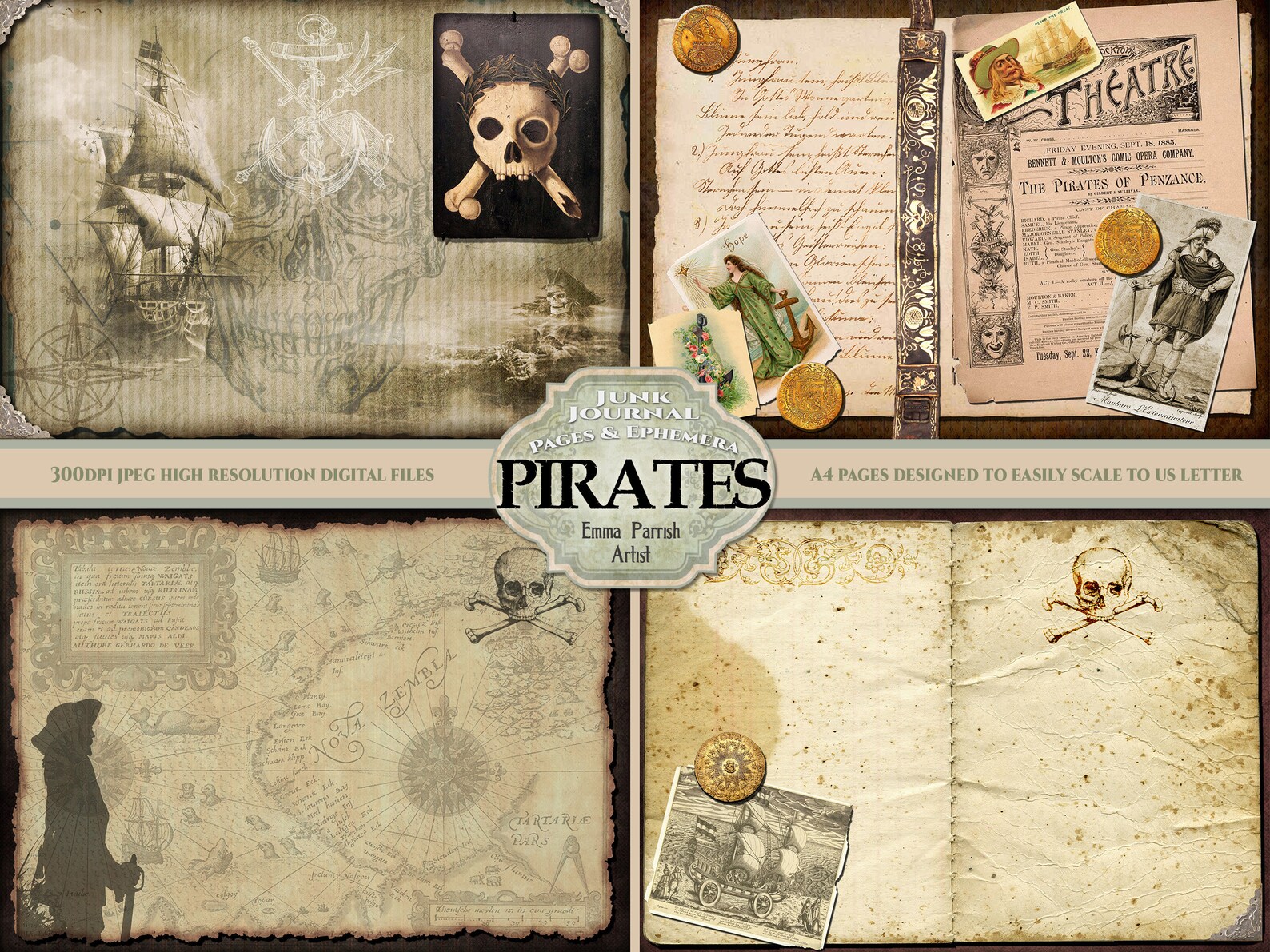 Pirate Junk Journal Kit Pirates Printable Ephemera Piratage - Etsy France