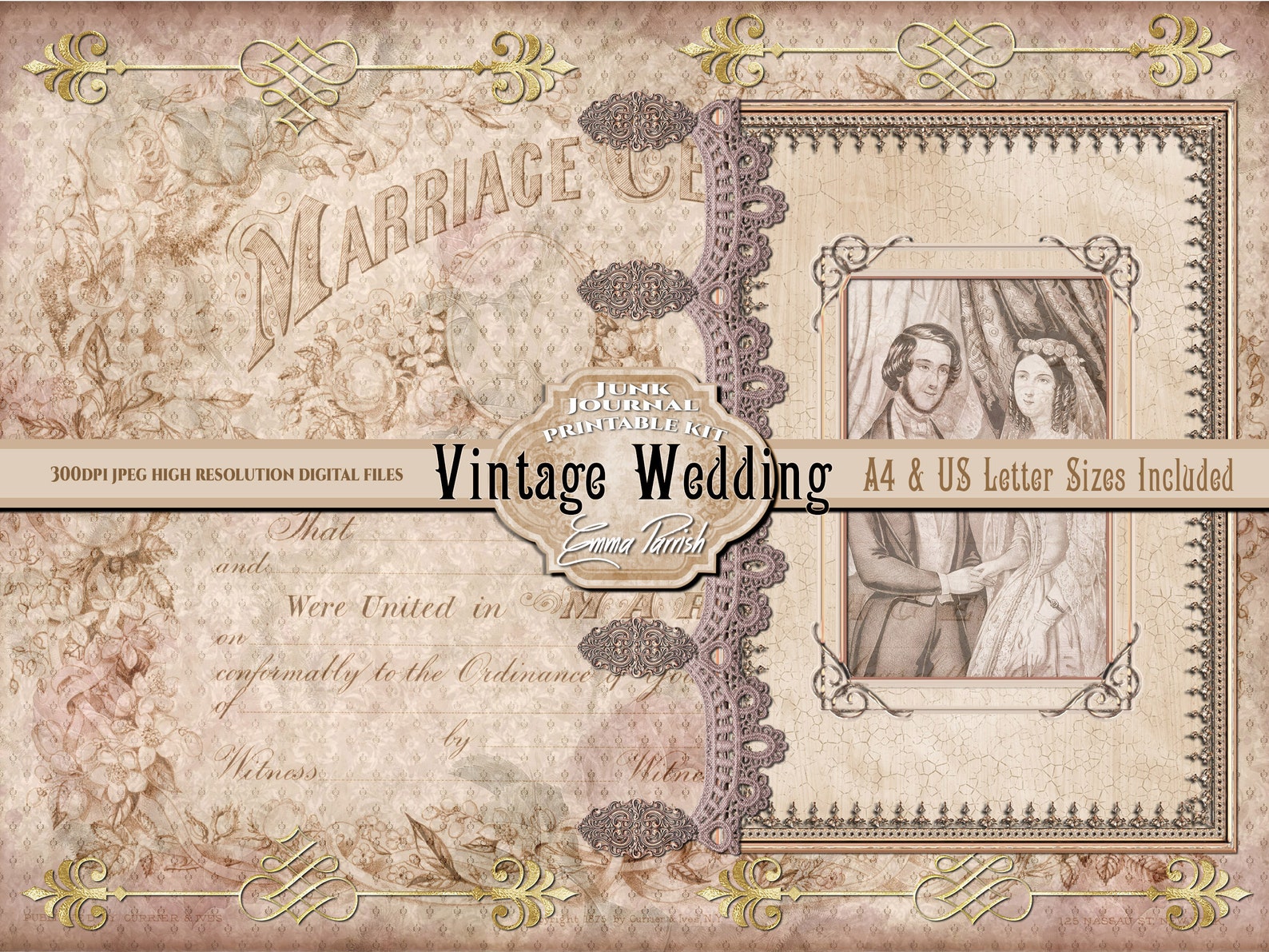 Vintage Wedding Junk Journal Kit, Shabby Chic Printable Journal ...