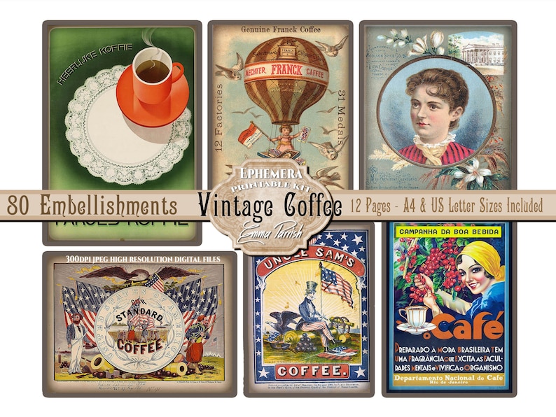 Coffee Junk Journal Printable Ephemera Coffee Embellishments - Etsy