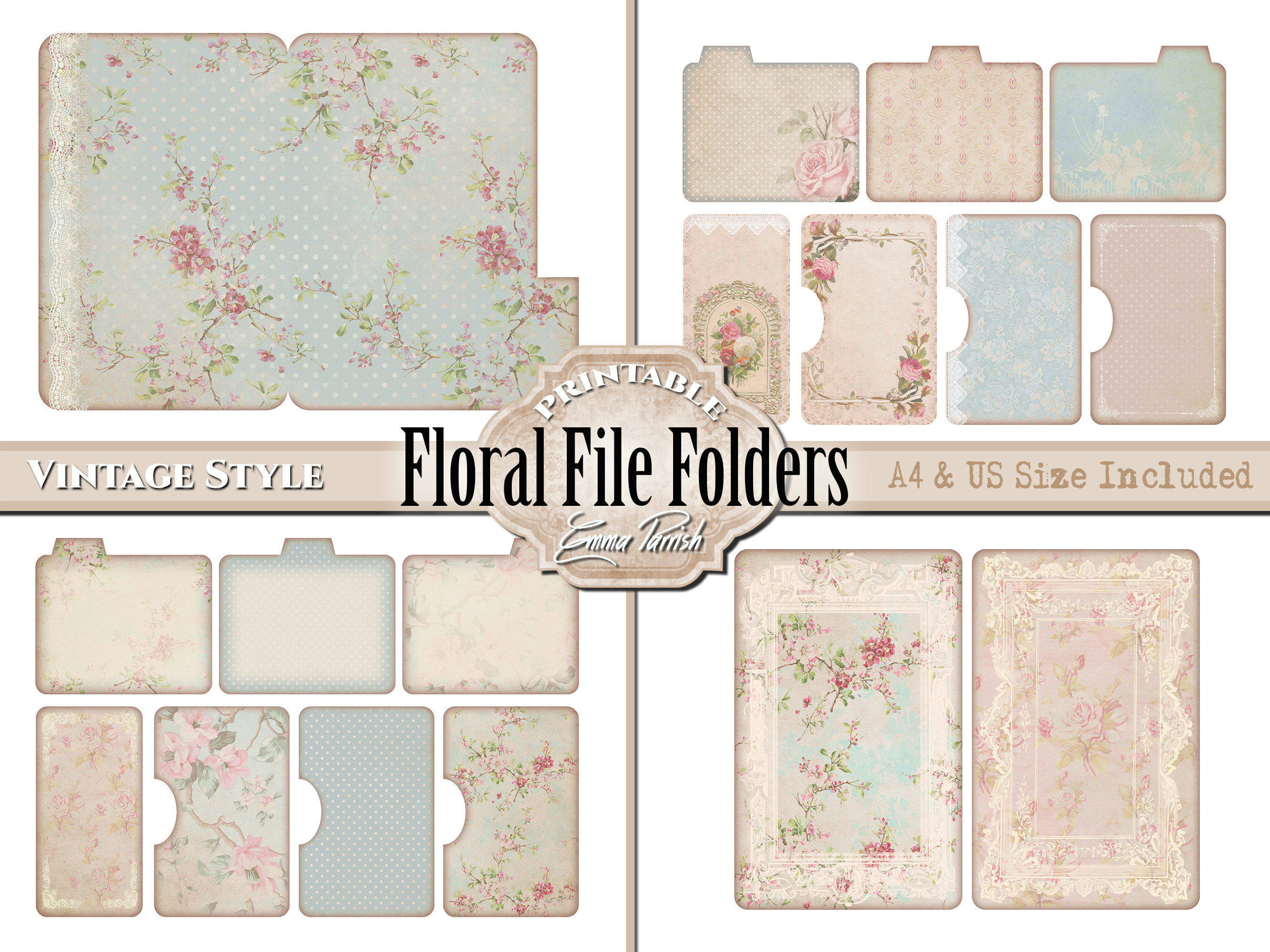 Junk Journal Printable File Folders Digital Ephemera Pack - Etsy