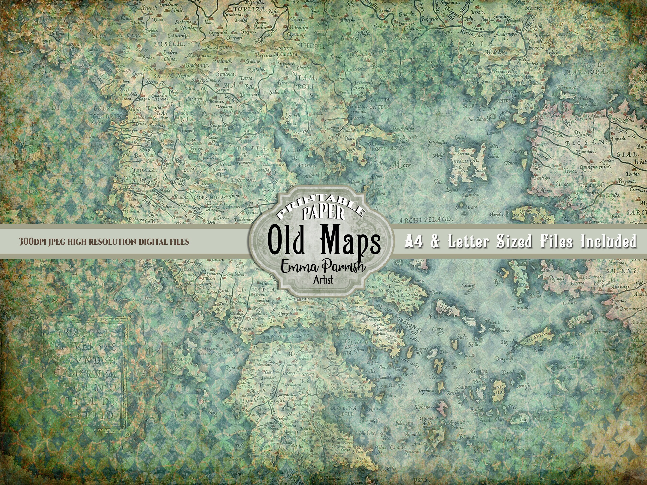 Printable Travel Junk Journal Papers, Old Map Pages, Vintage Printable ...