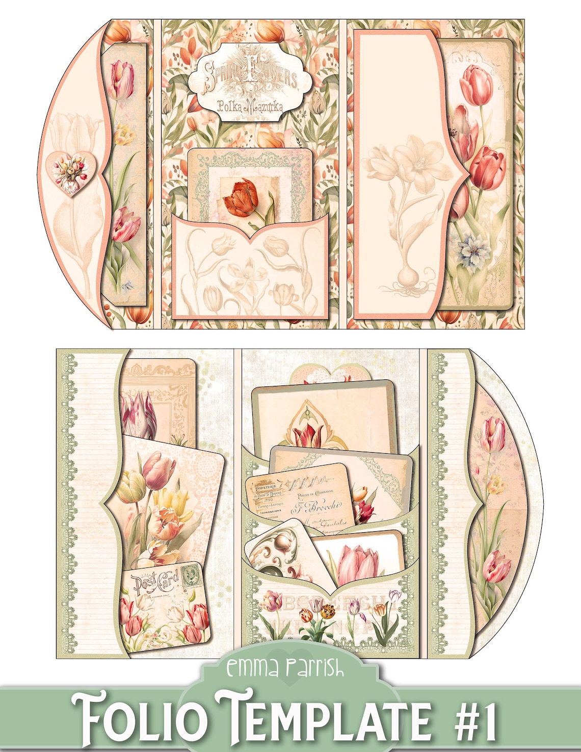Printable Folio Template #1, Junk Journal Ephemera, Card Making ...