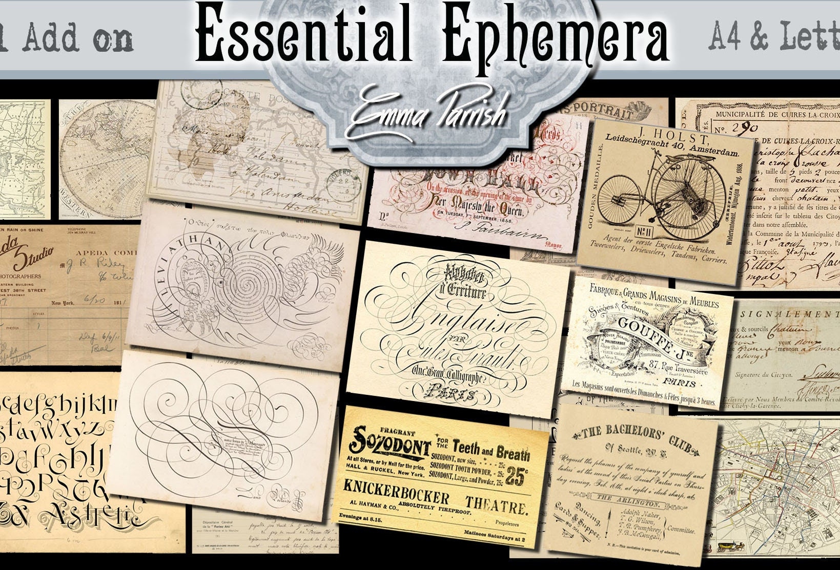 Vintage Printable Ephemera Pack Junk Journal Kit Add On Aged - Etsy