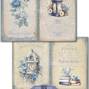 Blue Junk Journal Kit, Shabby, Vintage, Butterflies, Floral, Dream ...