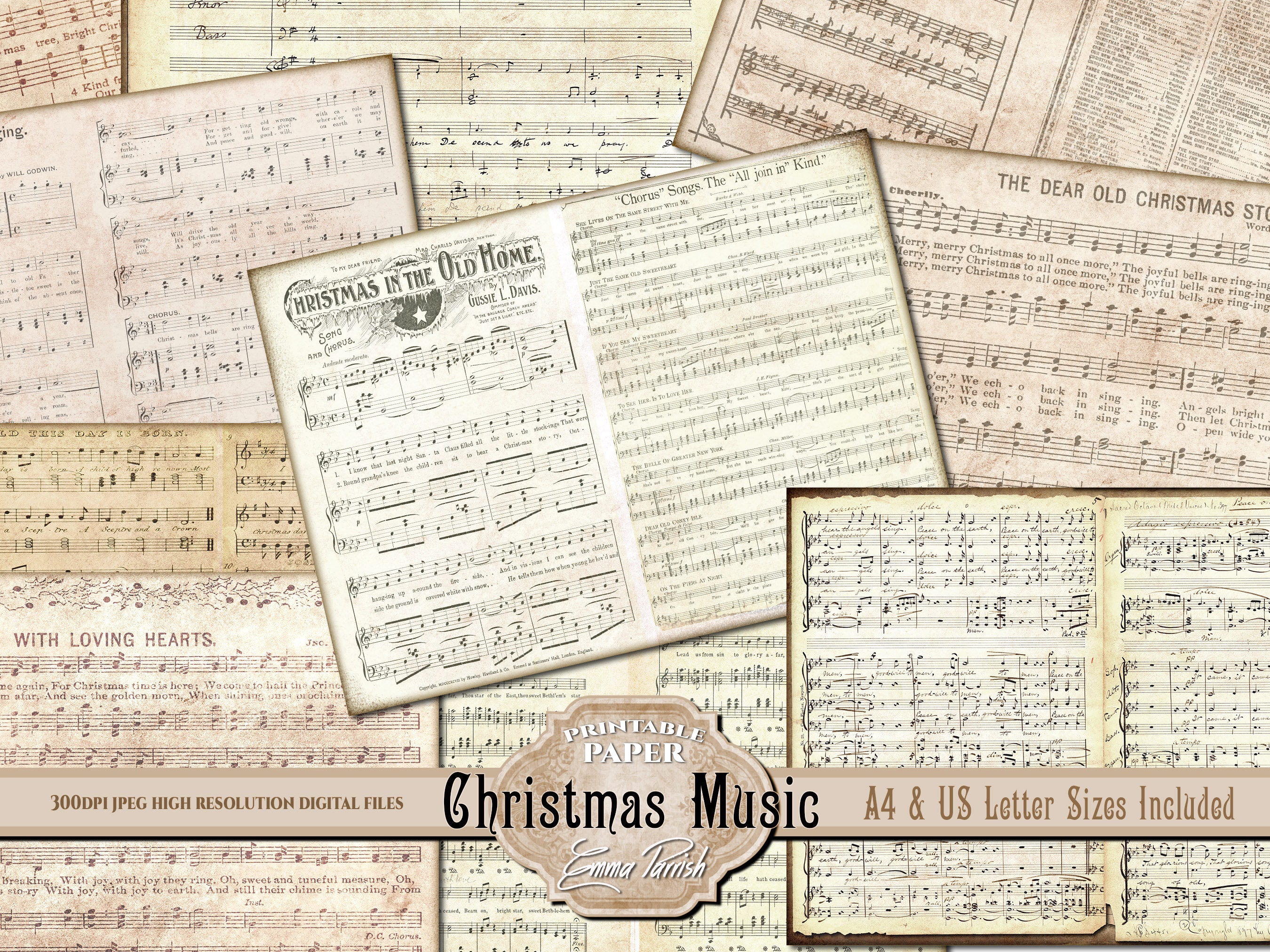 Vintage Christmas Printable Music Paper Christmas Junk - Etsy
