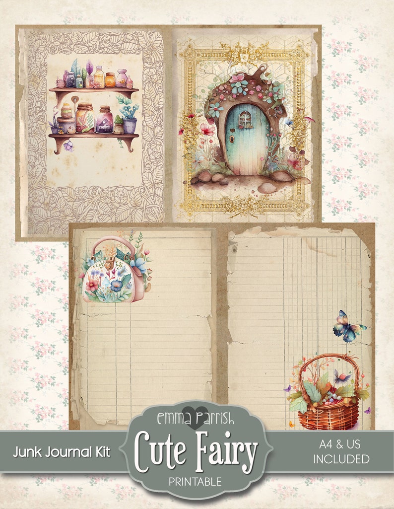 Cute Fairy Junk Journal, Printable, Fairies Journal, Watercolor Fantasy ...