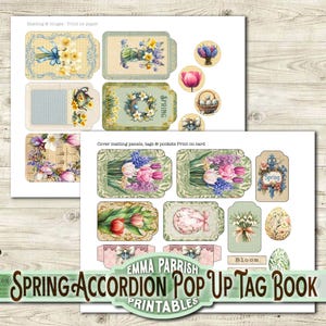 Spring Pop-up Tag Book Printable Kit, DIY Accordion Journal, Cricut ...