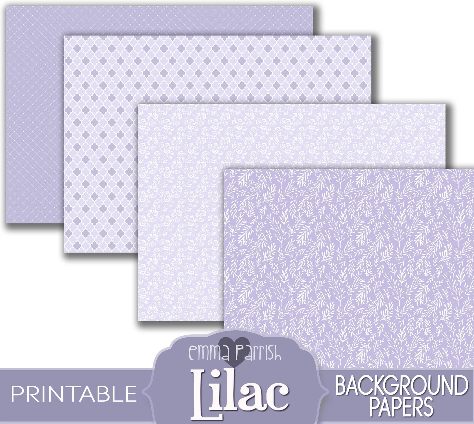 Lilac Patterned Printable Paper Kit, Purple, Junk Journal, Scrapbook ...