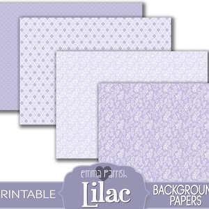 Lilac Patterned Printable Paper Kit, Purple, Junk Journal, Scrapbook ...