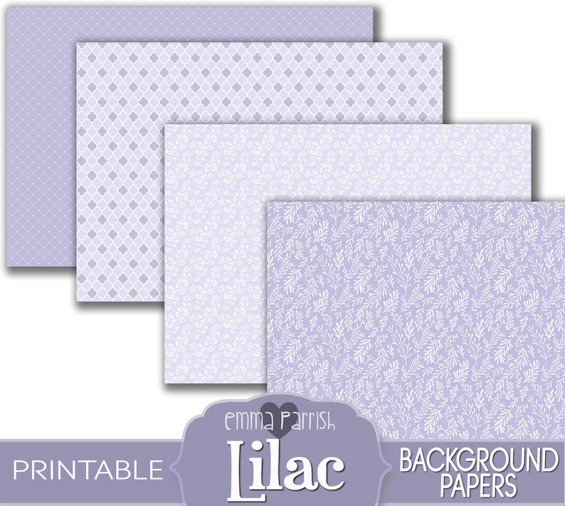 Lilac Patterned Printable Paper Kit, Purple, Junk Journal, Scrapbook ...