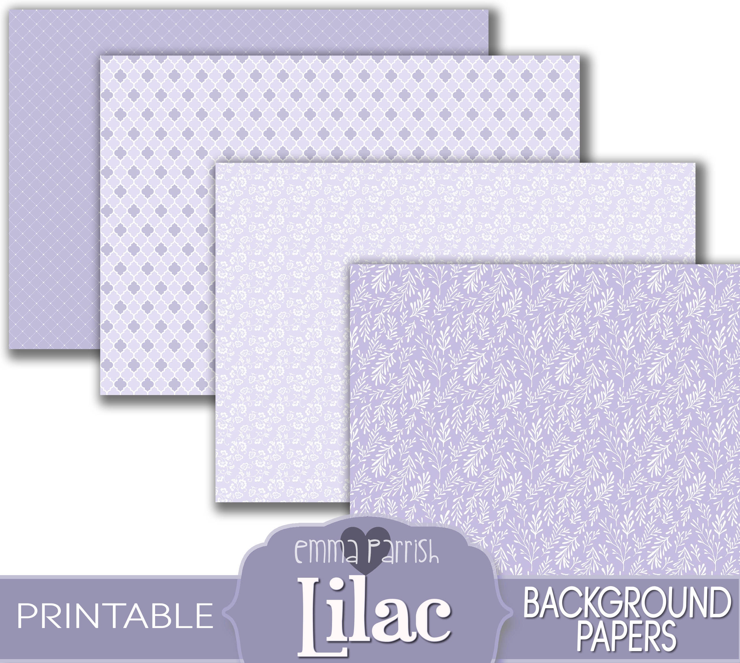 Lilac Patterned Printable Paper Kit, Purple, Junk Journal, Scrapbook ...