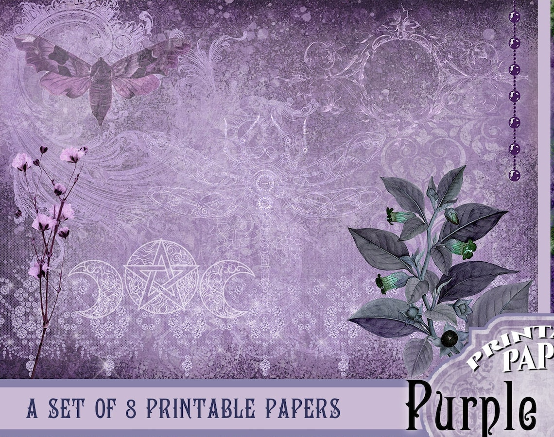 Purple Gothic Printable Paper Set Purple and Black Junk - Etsy UK