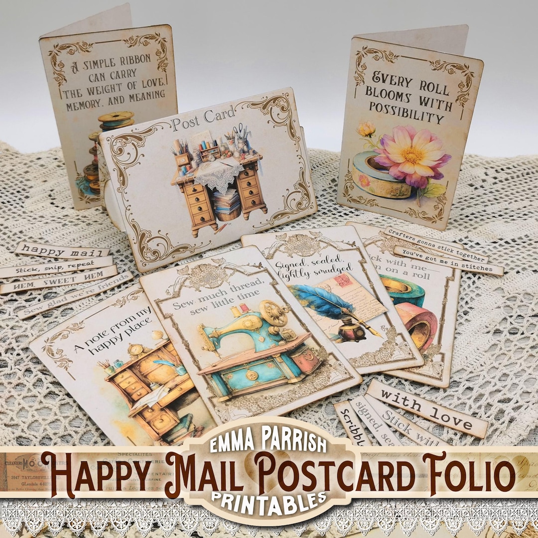 Happy Mail Postcard Folio, Junk Journal, Papercraft, Card Making ...