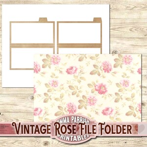 File Folder Storage Case, Vintage Rose Printable, Papercraft, Ephemera ...