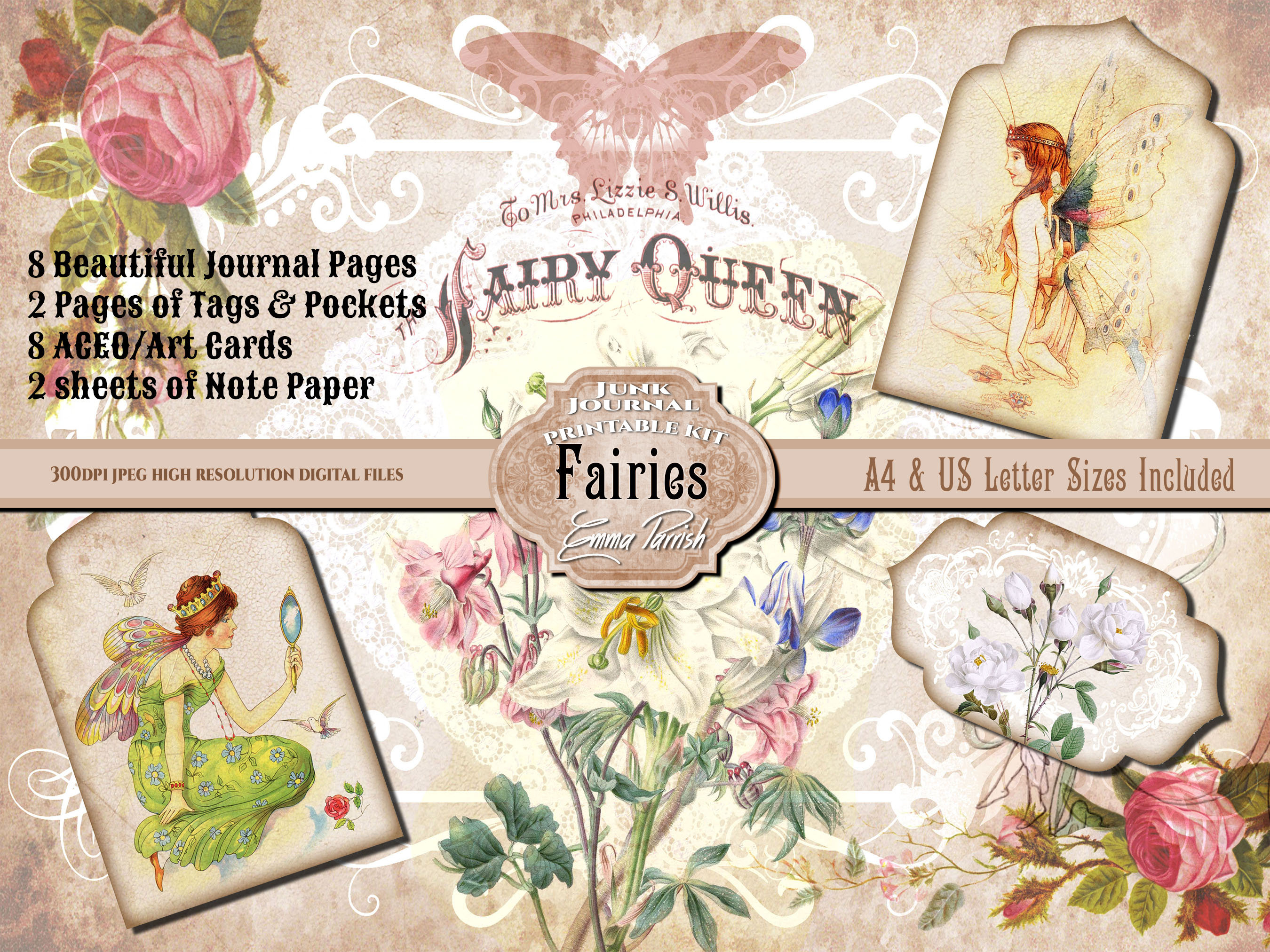 Fairies Junk Journal Kit, Fairy Journal, Fairy Digital Paper, Printable ...