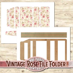 File Folder Storage Case, Vintage Rose Printable, Papercraft, Ephemera ...