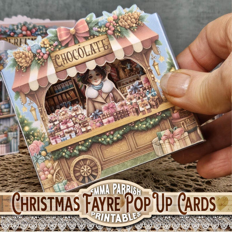 Pop-up Christmas Fayre Printables Card Kit, Set of 6, DIY 3D Papercraft ...