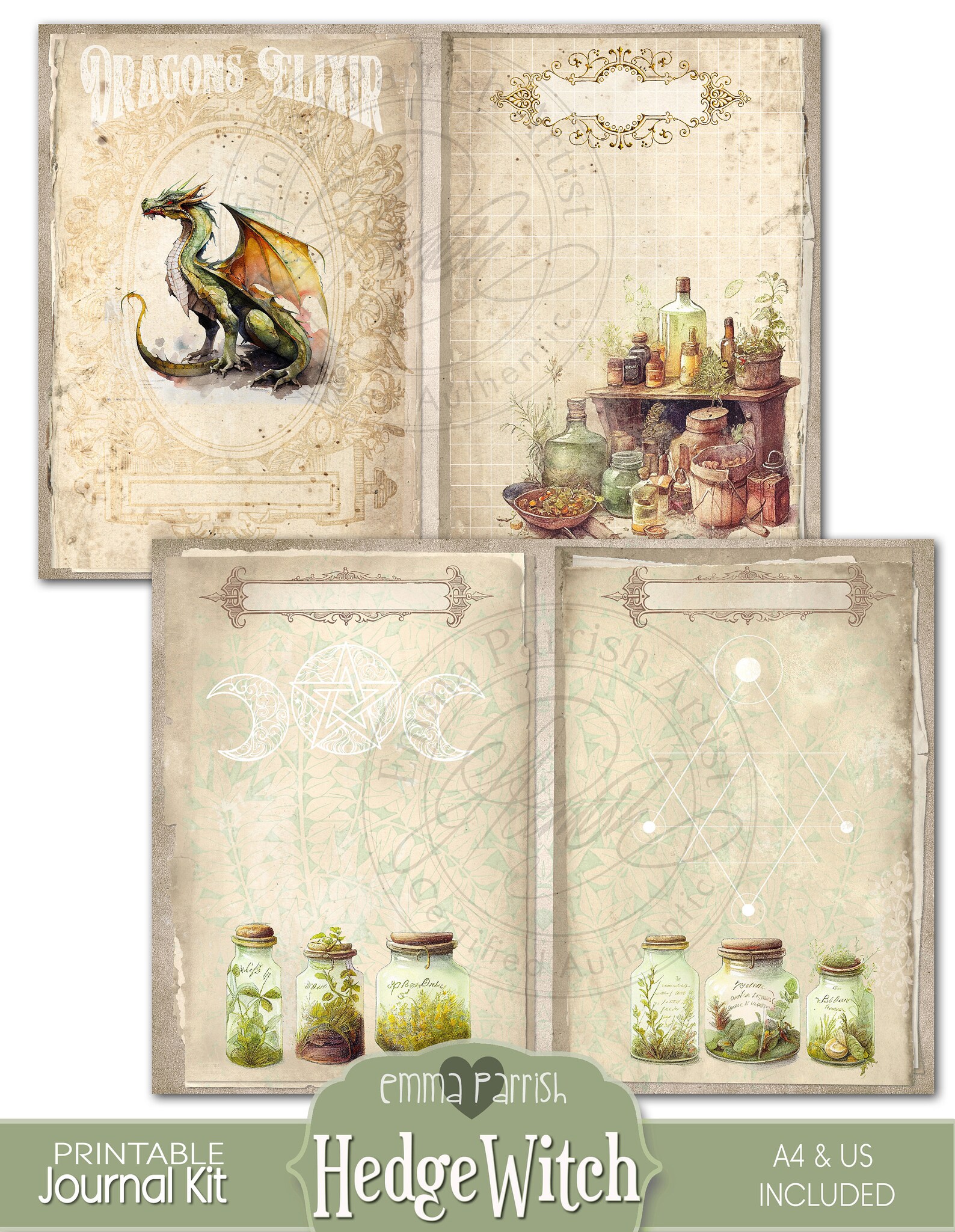 Hedgewitch Junk Journal Kit, Kitchen Witch, Junk Journal Pages, Journal ...