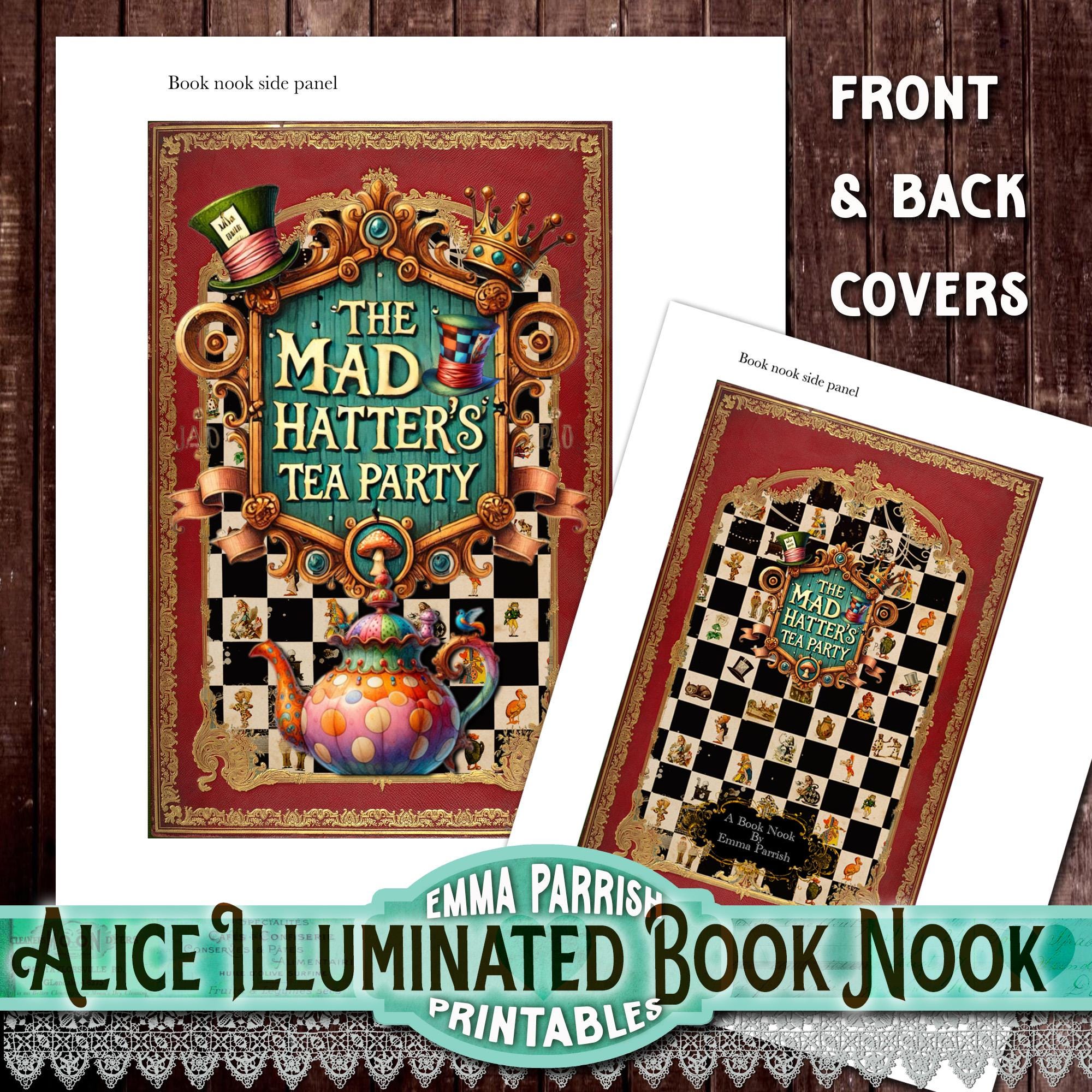 Alice Book Nook, Printable, Mad Hatter, Home Decor, Lights, Old Book ...