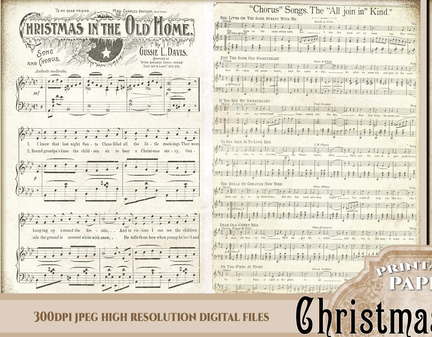 Vintage Christmas Printable Music Paper Christmas Junk - Etsy