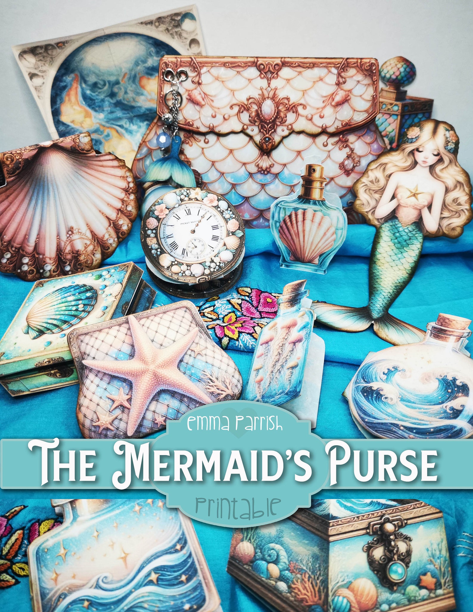Mermaid's Purse Printable Junk Journal Folio, 10 Interactive Papercraft ...