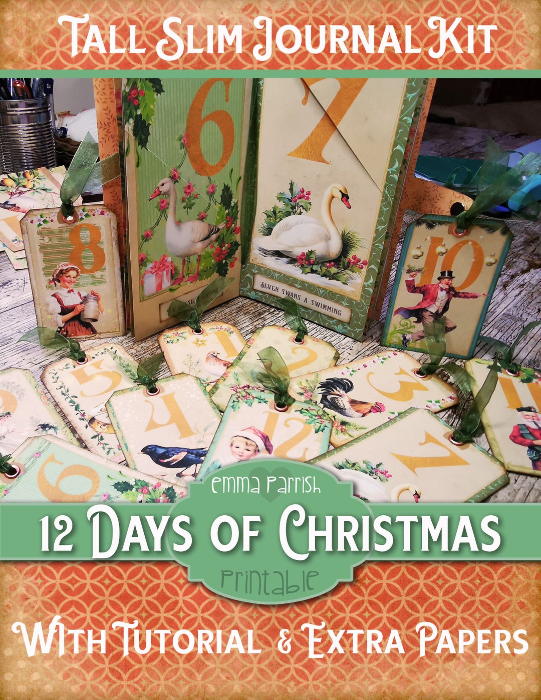 Twelve Days of Christmas Printable Junk Journal Kit, Slim Journal Folio ...