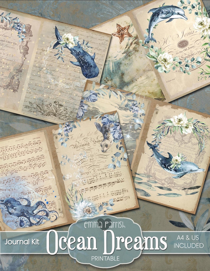Ocean Junk Journal Kit Nautical Blue Digital Paper Printable - Etsy