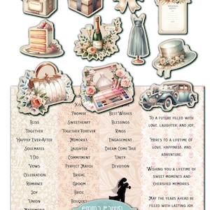 Wedding Scrapbook Printable Kit, Marriage, PNG & Jpeg, Cricut, Canva ...