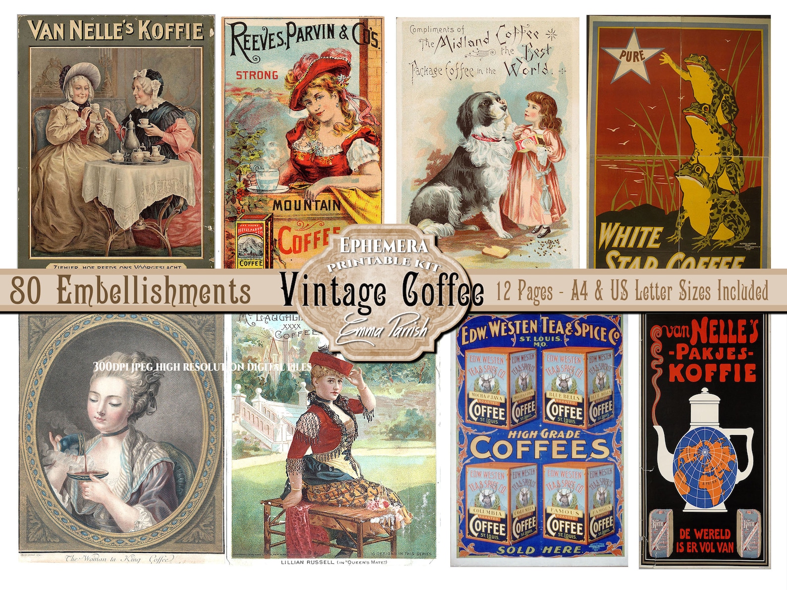 Coffee Junk Journal Printable Ephemera Coffee Embellishments - Etsy