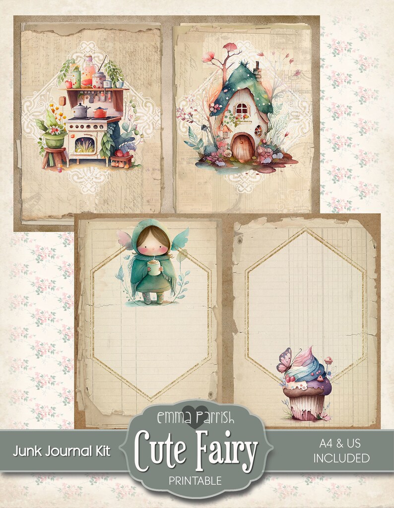 Cute Fairy Junk Journal, Printable, Fairies Journal, Watercolor Fantasy ...