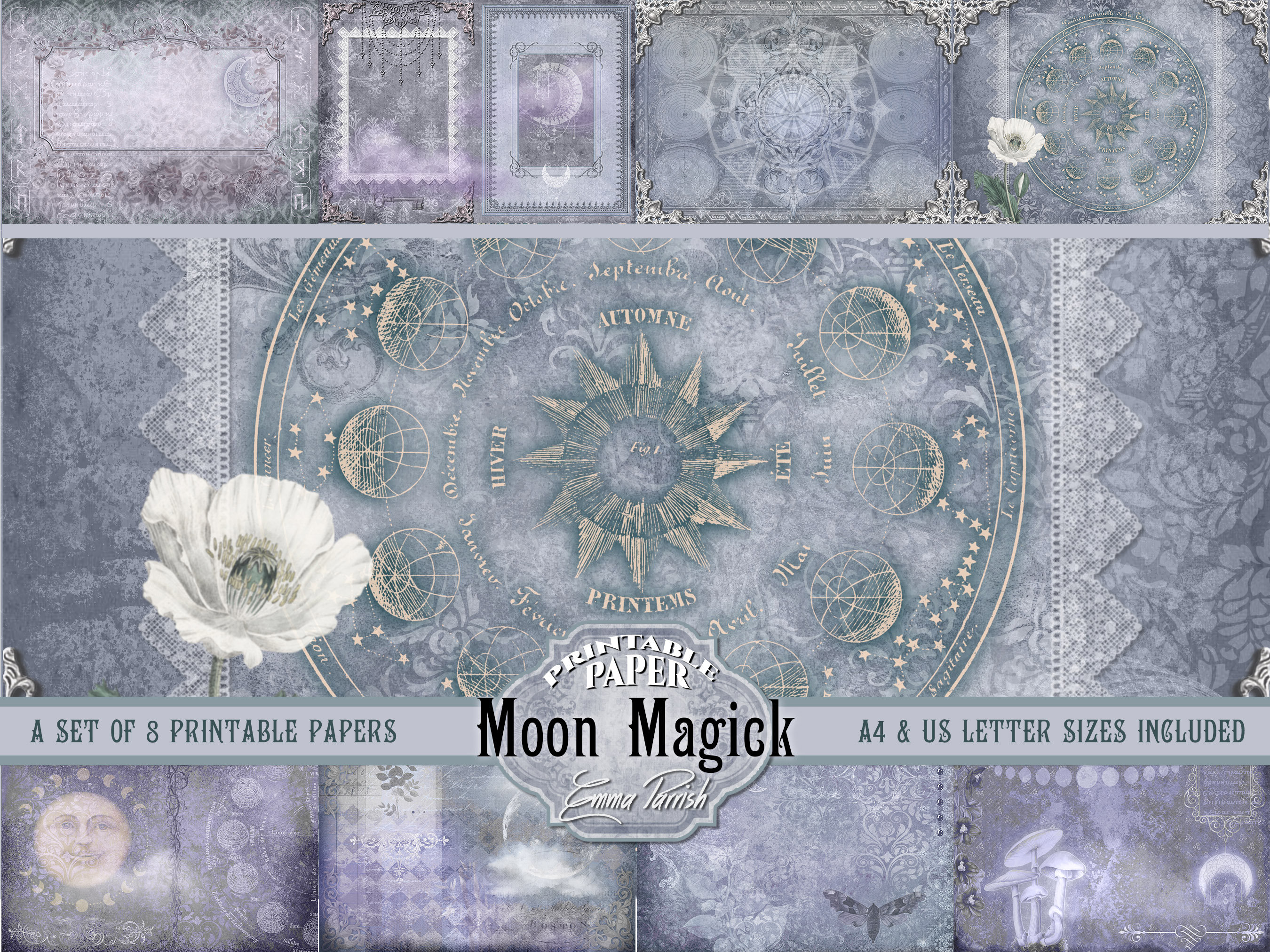Moon Magic Printable Paper Set Junk Journal Printable Kit | Etsy UK