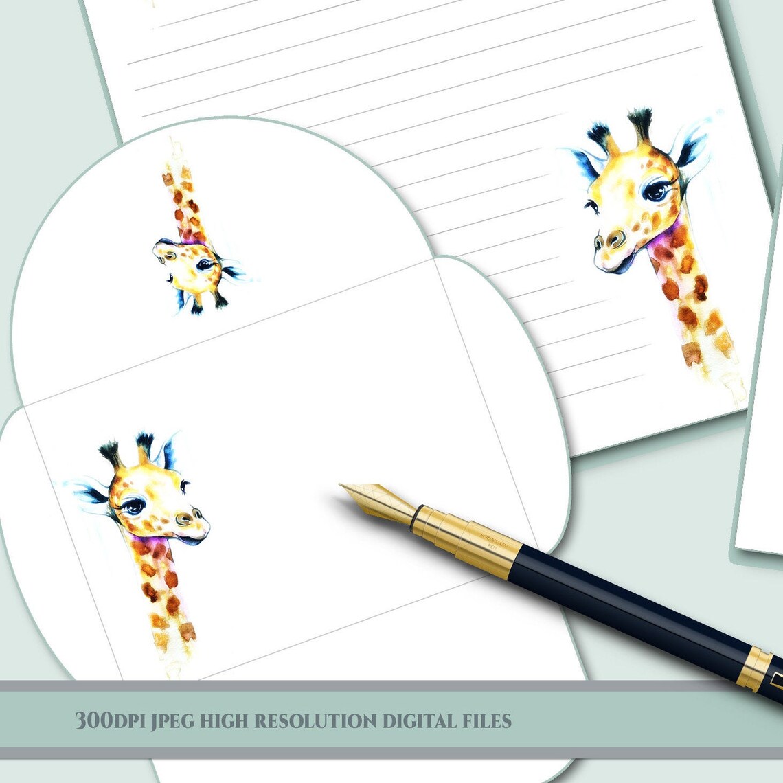 Giraffe Writing Paper Stationery Set Matching Envelope A4 & - Etsy