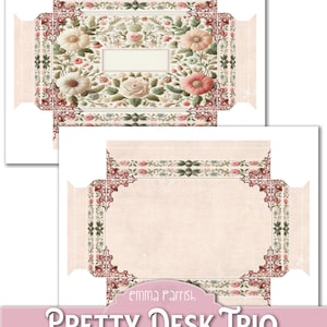 Printable Junk Journal Ephemera Storage, Pretty Desk Tidy Trio, Shabby ...