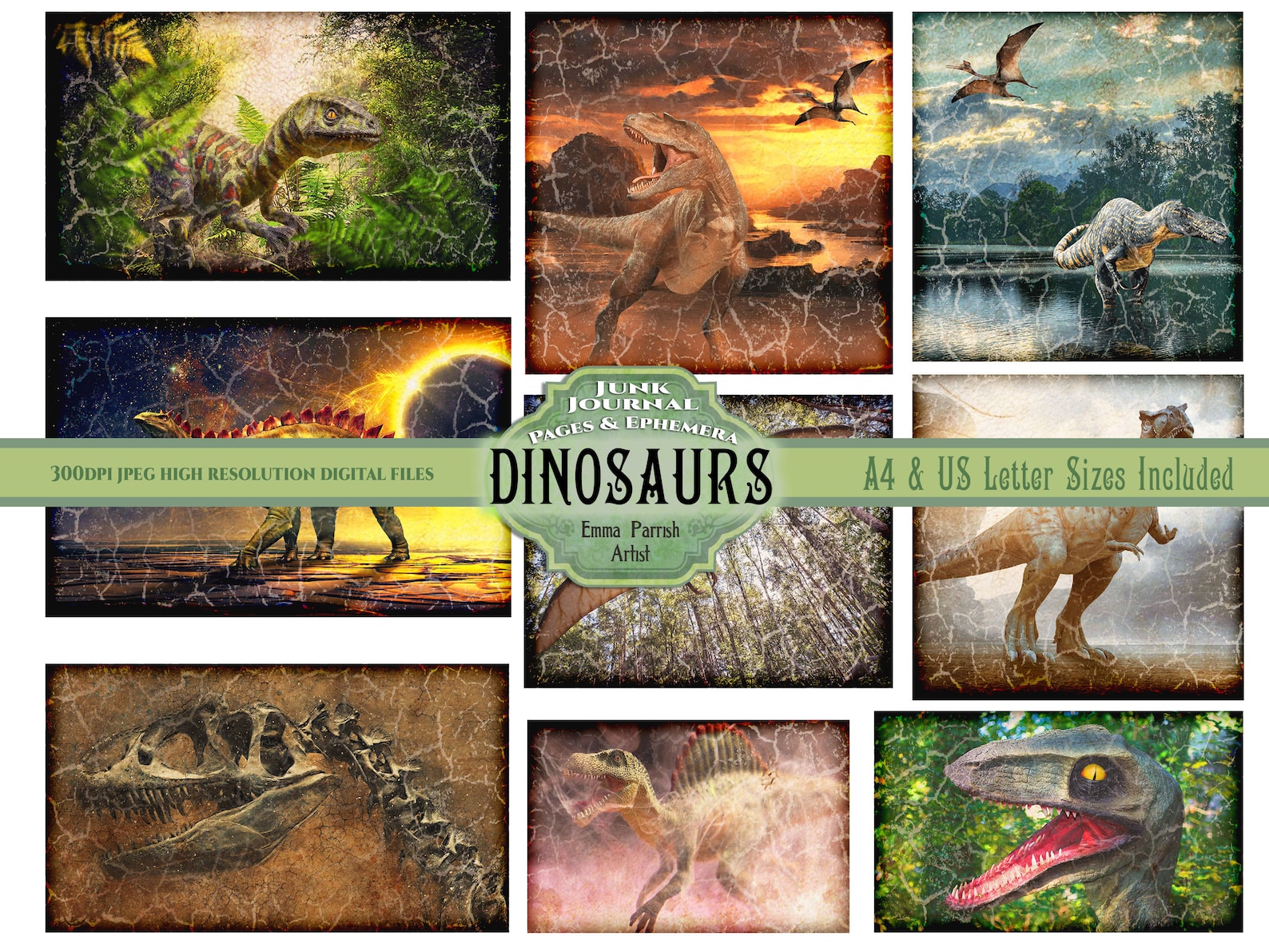 Dinosaur Junk Journal Printable Kit Boys Dinosaur Book Boys | Etsy