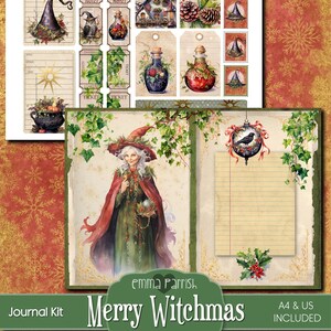 Christmas Witch Junk Journal Kit, Yule Witch, Journal Supplies, Witchy ...