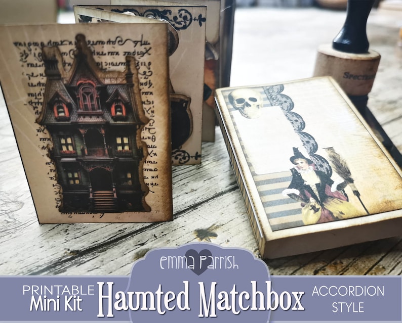 Haunted Matchbox Journal Kit, Gothic Printable Mini Journal, Ephemera ...