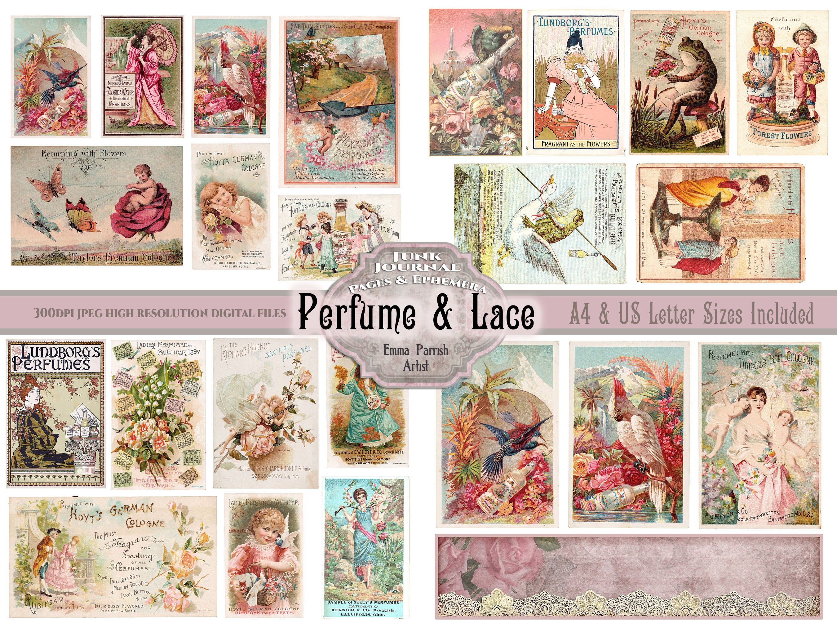 Pink Junk Journal Kit, Printable Paper Craft Kit, Perfume & Lace ...