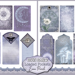 Vintage Moon Printable Loaded Pockets, Moon Junk Journal Kit Add On ...