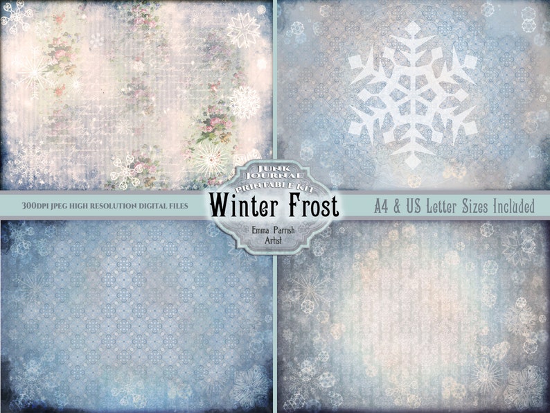 Winter Junk Journal Kit, Blue Vintage Printable Paper, Christmas ...