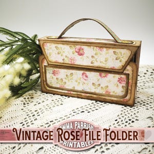 File Folder Storage Case, Vintage Rose Printable, Papercraft, Ephemera ...