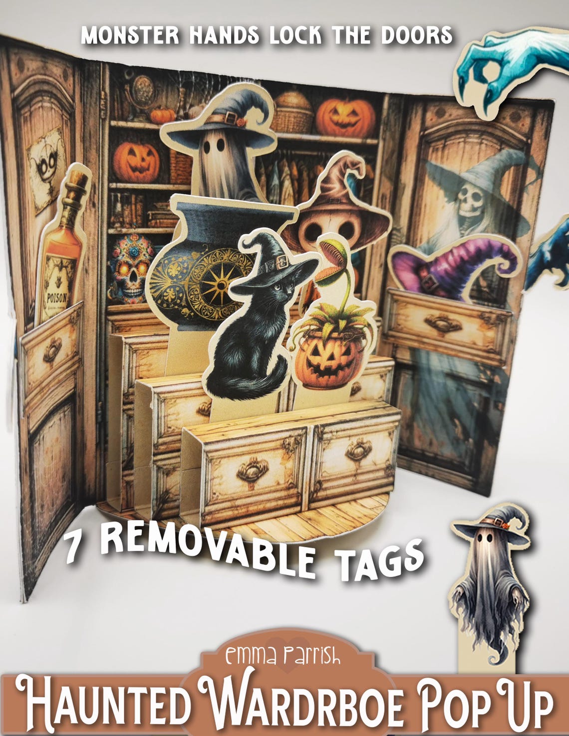 Haunted Wardrobe Pop up Card Printable, Halloween Card, Junk Journal ...