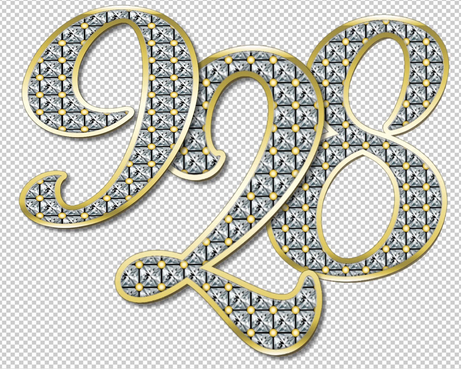 Diamond Numbers Clipart Gem Numbers Symbols Clip Art Instant | Etsy ...