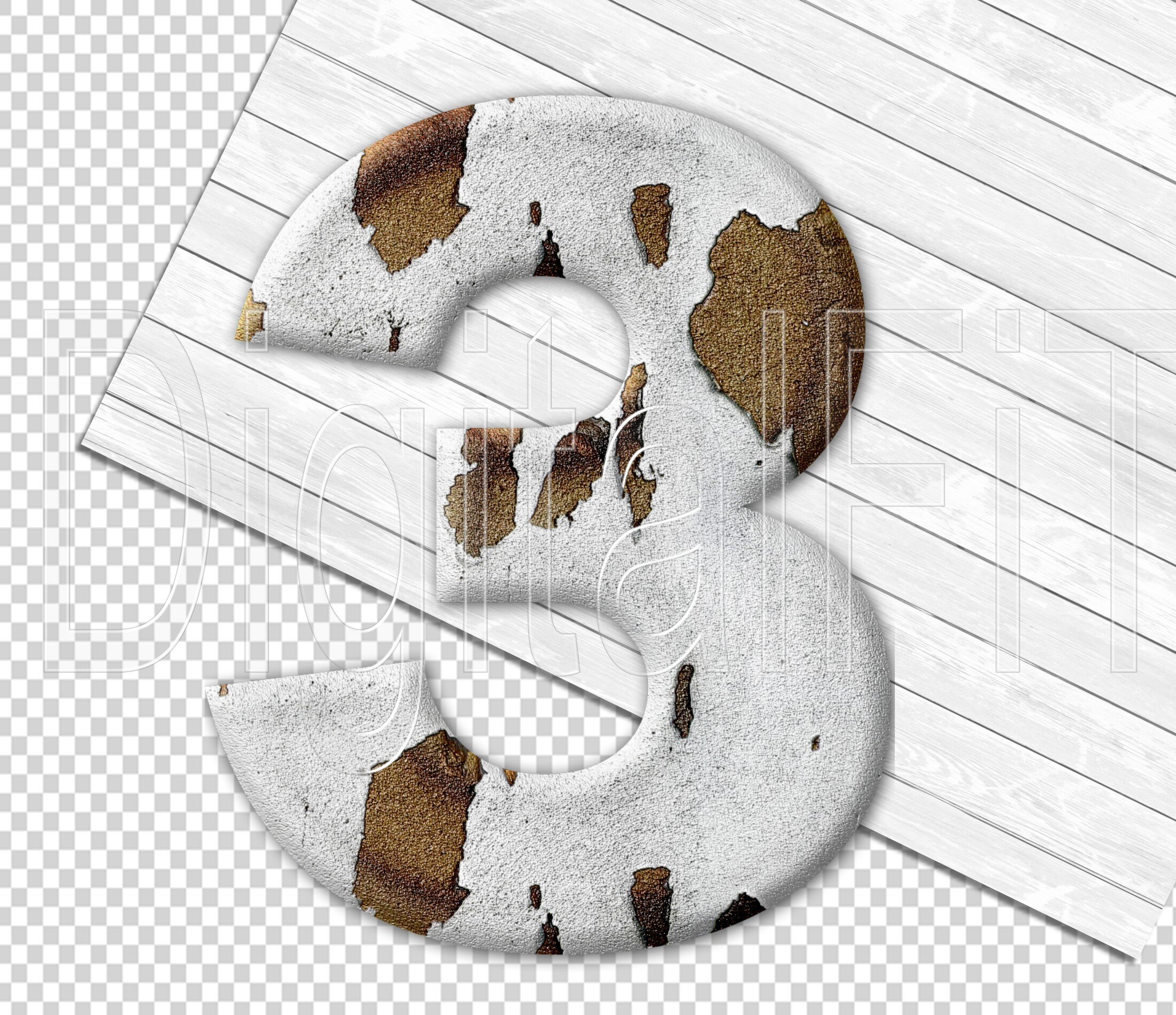 Distressed Numbers Peeling Wood Grunge Digital Numbers - Etsy