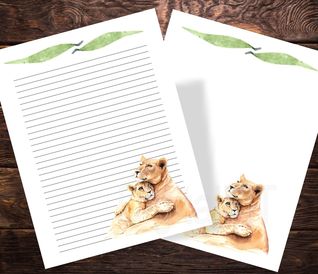 Lion , Baby Lion, Printable Digital Paper, 2 Pages, Instant Download ...
