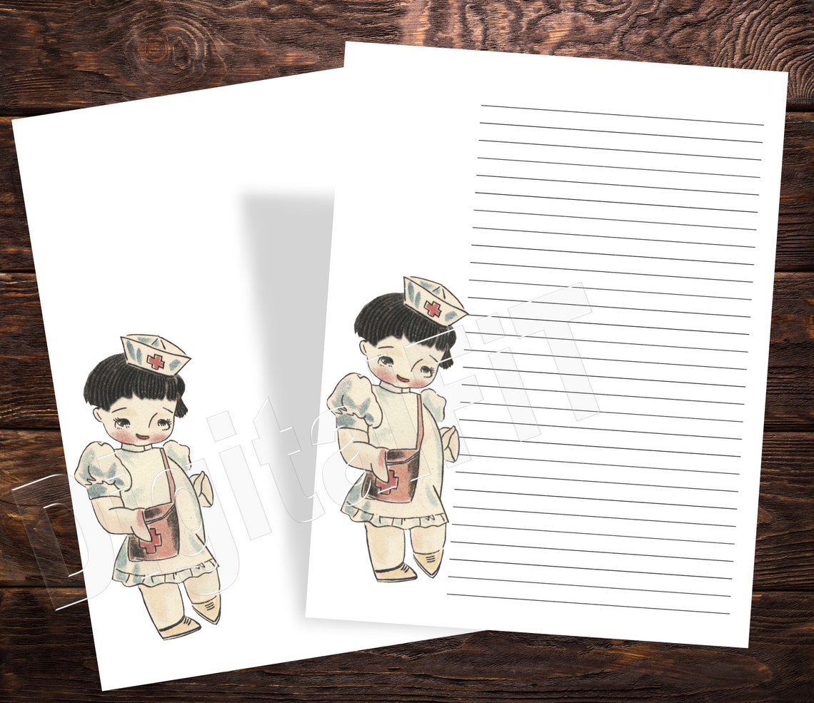Nurse Digital Writing Paper Lined Stationery Paper Printable - Etsy