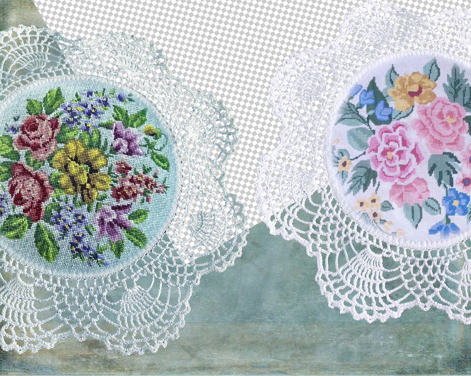 Vintage Printable Doilies, Digital Ephemera, Set 12 PNG, Transparent ...